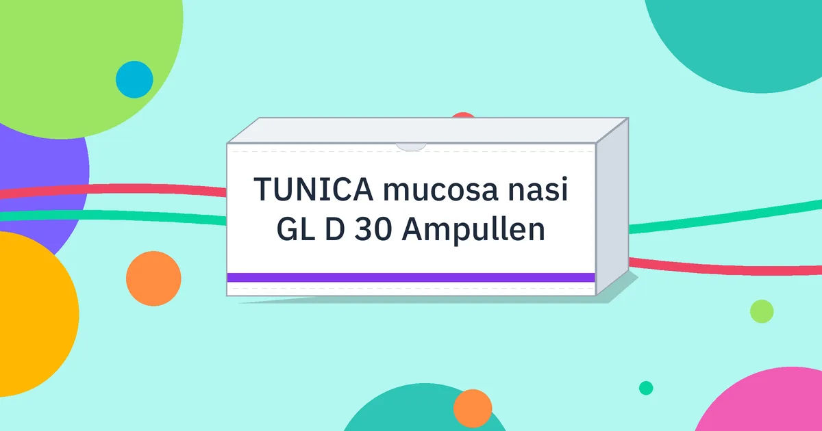 Symbolbild: Packung mit der Aufschrift TUNICA mucosa nasi GL D 30 Ampullen (PZN 03353615) – Verfügbarkeit und Bezug in Apotheken in Frankfurt am Main