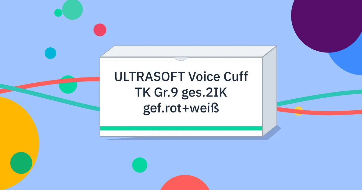 Symbolbild: Packung mit der Aufschrift ULTRASOFT Voice Cuff TK Gr.9 ges.2IK gef.rot+weiß (PZN 10731503) – Verfügbarkeit und Bezug in Apotheken in Frankfurt am Main
