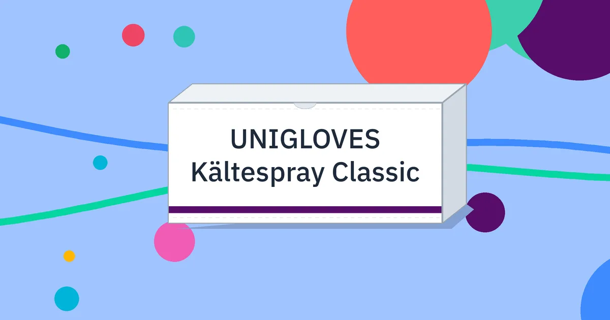 Symbolbild: Packung mit der Aufschrift UNIGLOVES Kältespray Classic (PZN 19511772) – Verfügbarkeit und Bezug in Apotheken in Frankfurt am Main