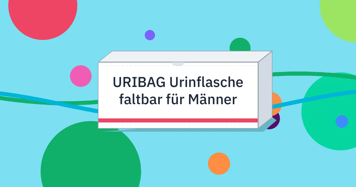 Symbolbild: Packung mit der Aufschrift URIBAG Urinflasche faltbar für Männer (PZN 07357917) – Verfügbarkeit und Bezug in Apotheken in Frankfurt am Main