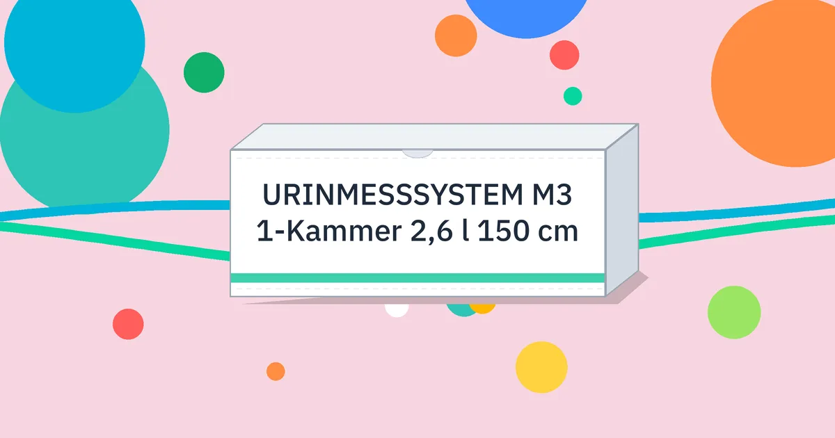 Symbolbild: Packung mit der Aufschrift URINMESSSYSTEM M3 1-Kammer 2,6 l 150 cm (PZN 01804999) – Verfügbarkeit und Bezug in Apotheken in Frankfurt am Main