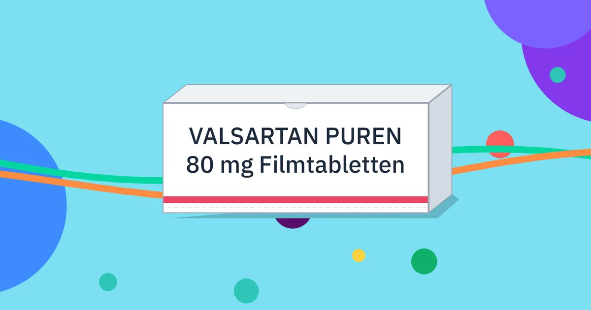Symbolbild: Packung mit der Aufschrift VALSARTAN PUREN 80 mg Filmtabletten (PZN 18429175) – Verfügbarkeit und Bezug in Apotheken in Frankfurt am Main
