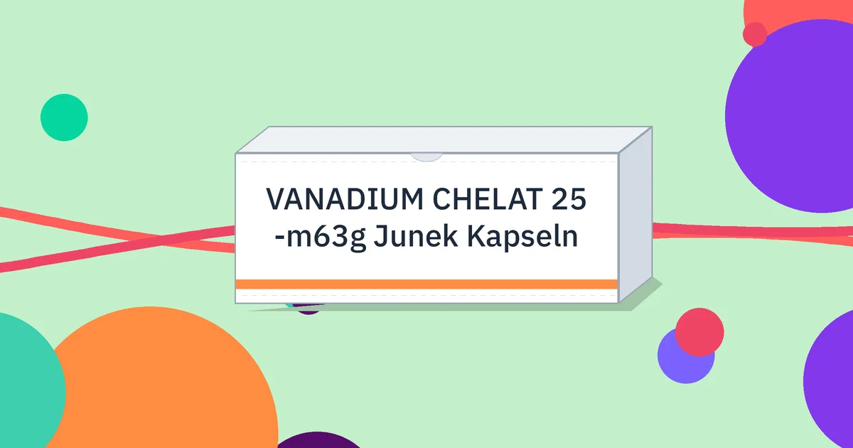 Symbolbild: Packung mit der Aufschrift VANADIUM CHELAT 25 -m63g Junek Kapseln (PZN 10555673) – Verfügbarkeit und Bezug in Apotheken in Frankfurt am Main