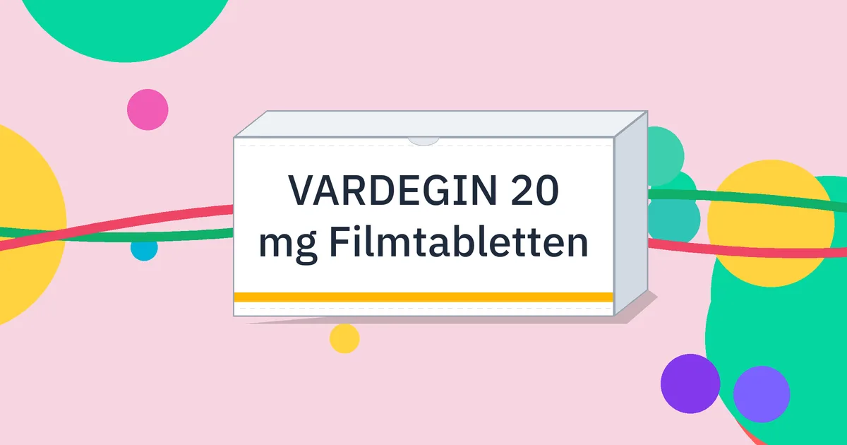 Symbolbild: Packung mit der Aufschrift VARDEGIN 20 mg Filmtabletten (PZN 14360682) – Verfügbarkeit und Bezug in Apotheken in Frankfurt am Main