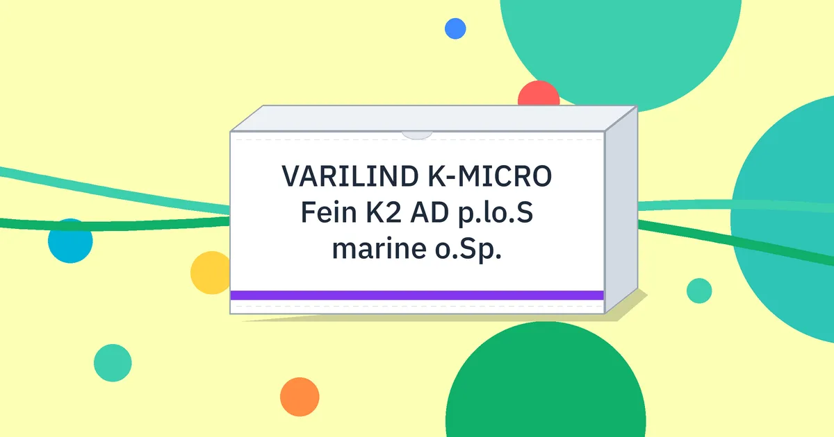 Symbolbild: Packung mit der Aufschrift VARILIND K-MICRO Fein K2 AD p.lo.S marine o.Sp. (PZN 20558885) – Verfügbarkeit und Bezug in Apotheken in Frankfurt am Main