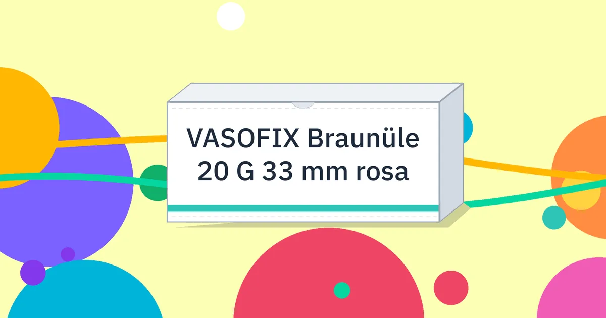 Symbolbild: Packung mit der Aufschrift VASOFIX Braunüle 20 G 33 mm rosa (PZN 00348074) – Verfügbarkeit und Bezug in Apotheken in Frankfurt am Main