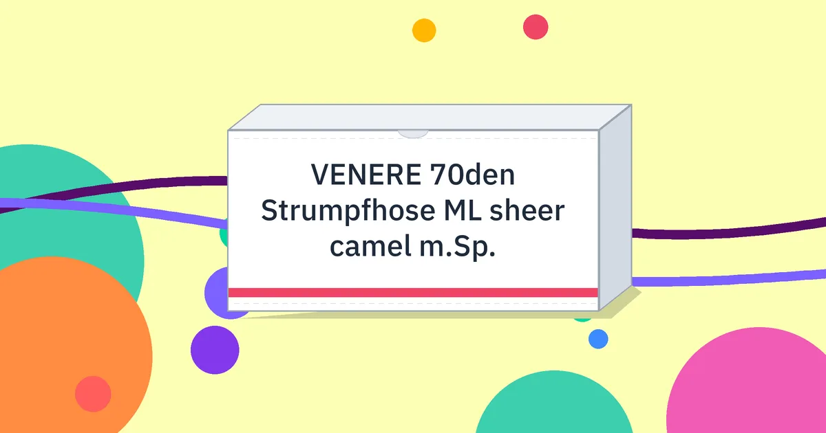 Symbolbild: Packung mit der Aufschrift VENERE 70den Strumpfhose ML sheer camel m.Sp. (PZN 16173257) – Verfügbarkeit und Bezug in Apotheken in Frankfurt am Main