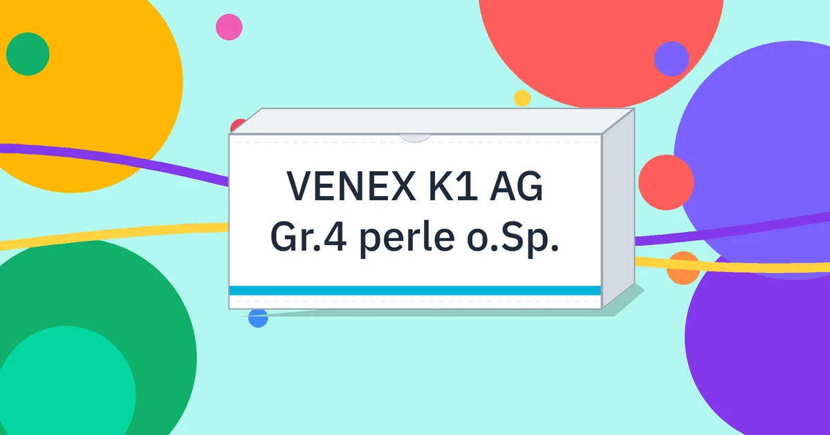 Symbolbild: Packung mit der Aufschrift VENEX K1 AG Gr.4 perle o.Sp. (PZN 03188808) – Verfügbarkeit und Bezug in Apotheken in Frankfurt am Main