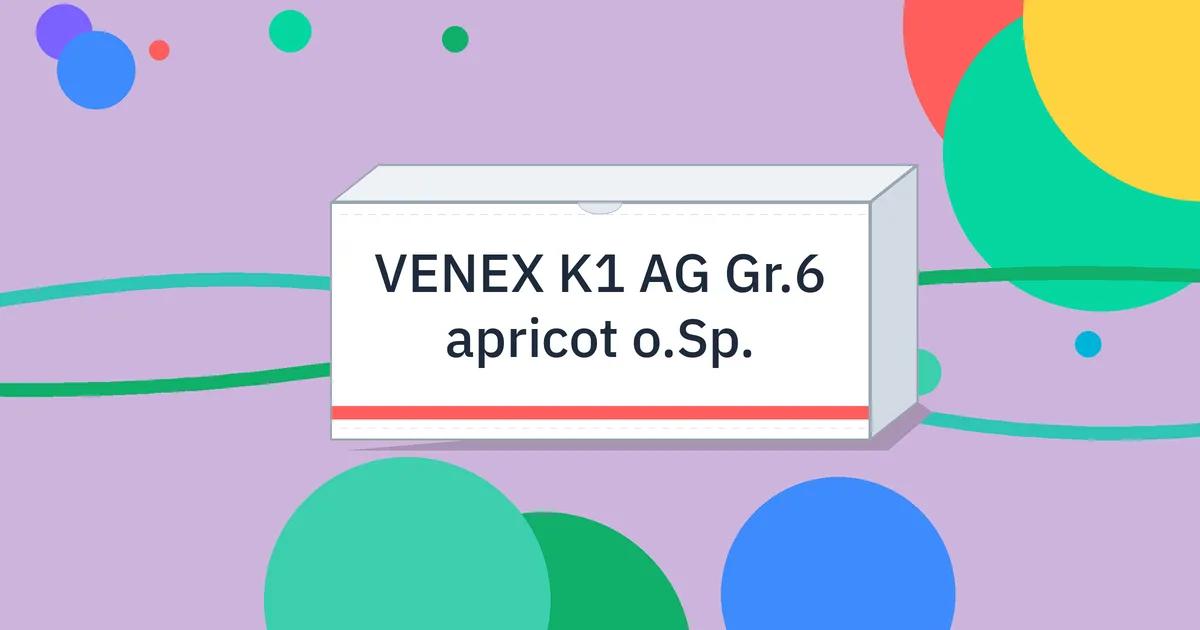 Symbolbild: Packung mit der Aufschrift VENEX K1 AG Gr.6 apricot o.Sp. (PZN 03189038) – Verfügbarkeit und Bezug in Apotheken in Frankfurt am Main