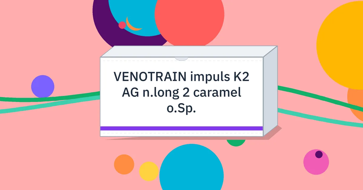 Symbolbild: Packung mit der Aufschrift VENOTRAIN impuls K2 AG n.long 2 caramel o.Sp. (PZN 08420428) – Verfügbarkeit und Bezug in Apotheken in Frankfurt am Main