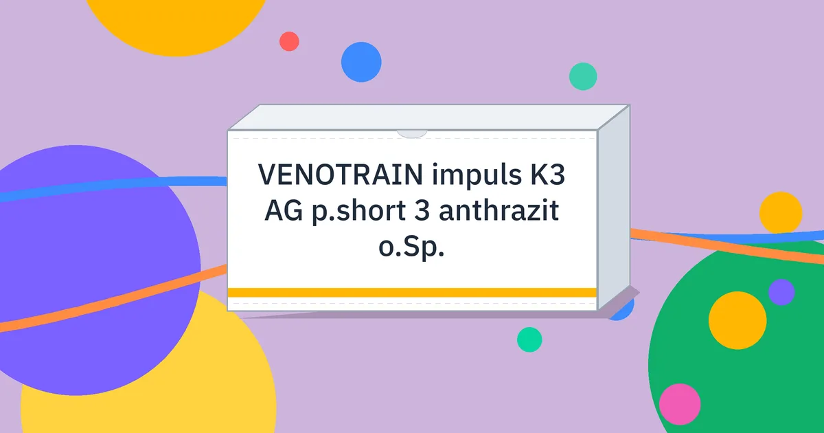 Symbolbild: Packung mit der Aufschrift VENOTRAIN impuls K3 AG p.short 3 anthrazit o.Sp. (PZN 15213871) – Verfügbarkeit und Bezug in Apotheken in Frankfurt am Main
