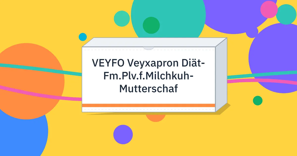 Symbolbild: Packung mit der Aufschrift VEYFO Veyxapron Diät-Fm.Plv.f.Milchkuh-Mutterschaf (PZN 18378928) – Verfügbarkeit und Bezug in Apotheken in Frankfurt am Main