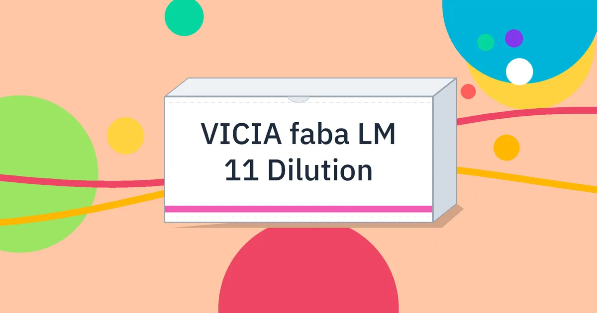 Symbolbild: Packung mit der Aufschrift VICIA faba LM 11 Dilution (PZN 13272697) – Verfügbarkeit und Bezug in Apotheken in Frankfurt am Main