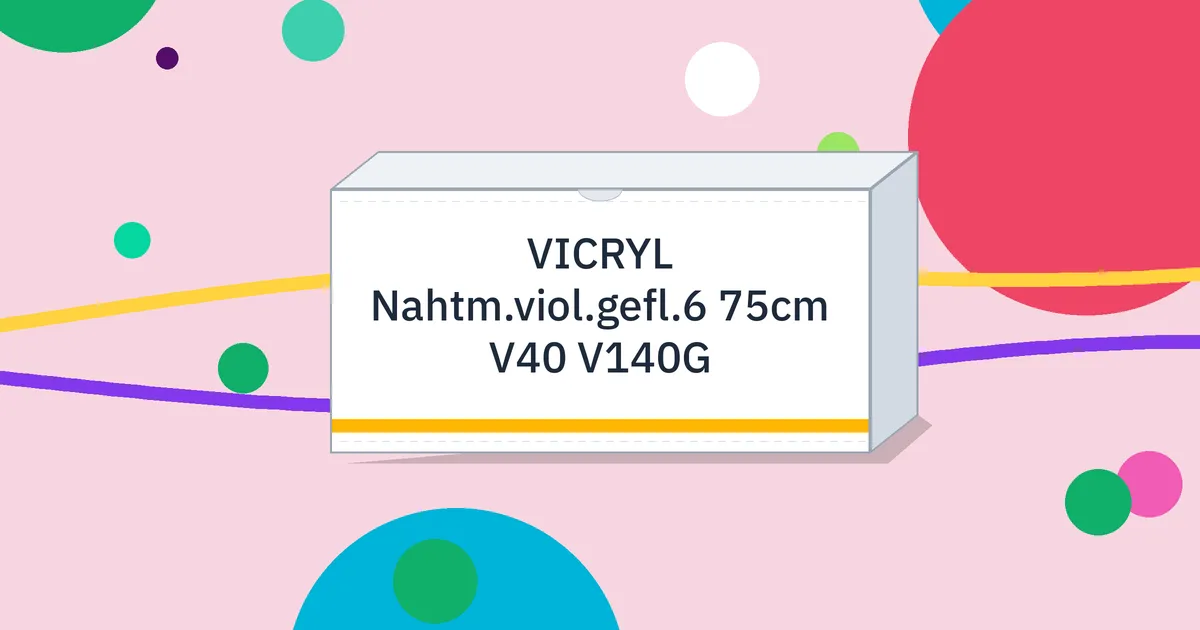Symbolbild: Packung mit der Aufschrift VICRYL Nahtm.viol.gefl.6 75cm V40 V140G (PZN 16810043) – Verfügbarkeit und Bezug in Apotheken in Frankfurt am Main