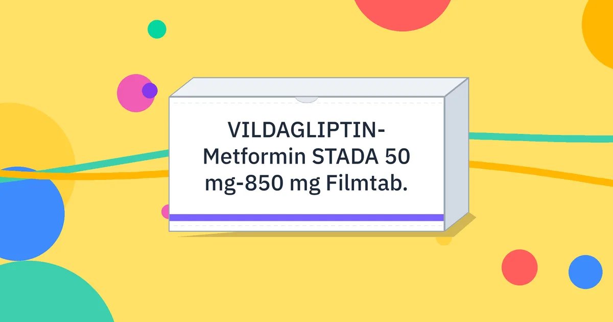 Symbolbild: Packung mit der Aufschrift VILDAGLIPTIN-Metformin STADA 50 mg-850 mg Filmtab. (PZN 17467535) – Verfügbarkeit und Bezug in Apotheken in Frankfurt am Main