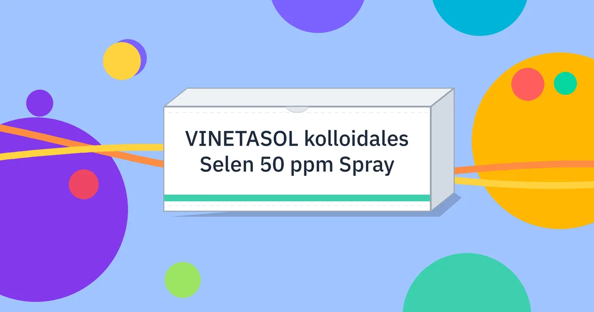 Symbolbild: Packung mit der Aufschrift VINETASOL kolloidales Selen 50 ppm Spray (PZN 19528956) – Verfügbarkeit und Bezug in Apotheken in Frankfurt am Main