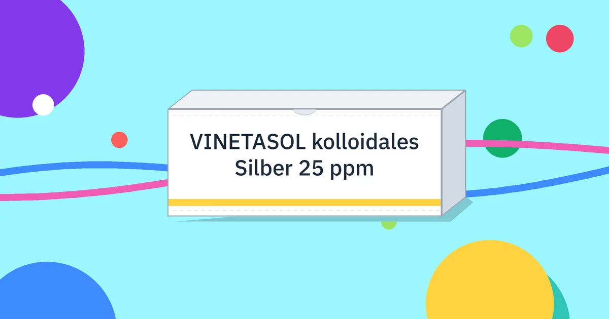 Symbolbild: Packung mit der Aufschrift VINETASOL kolloidales Silber 25 ppm (PZN 18391722) – Verfügbarkeit und Bezug in Apotheken in Frankfurt am Main