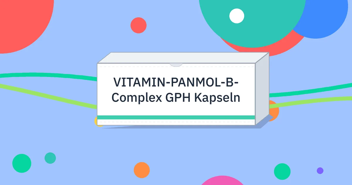 Symbolbild: Packung mit der Aufschrift VITAMIN-PANMOL-B-Complex GPH Kapseln (PZN 04575157) – Verfügbarkeit und Bezug in Apotheken in Frankfurt am Main