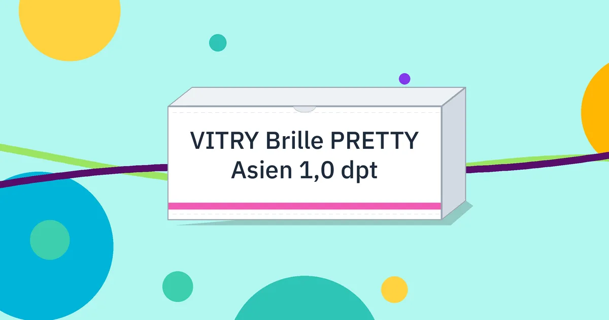Symbolbild: Packung mit der Aufschrift VITRY Brille PRETTY Asien 1,0 dpt (PZN 18163004) – Verfügbarkeit und Bezug in Apotheken in Frankfurt am Main