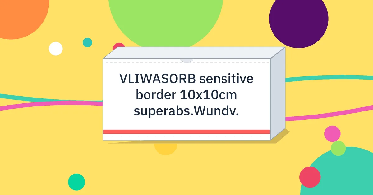 Symbolbild: Packung mit der Aufschrift VLIWASORB sensitive border 10x10cm superabs.Wundv. (PZN 20322148) – Verfügbarkeit und Bezug in Apotheken in Frankfurt am Main
