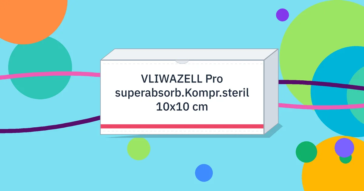 Symbolbild: Packung mit der Aufschrift VLIWAZELL Pro superabsorb.Kompr.steril 10x10 cm (PZN 20002254) – Verfügbarkeit und Bezug in Apotheken in Frankfurt am Main