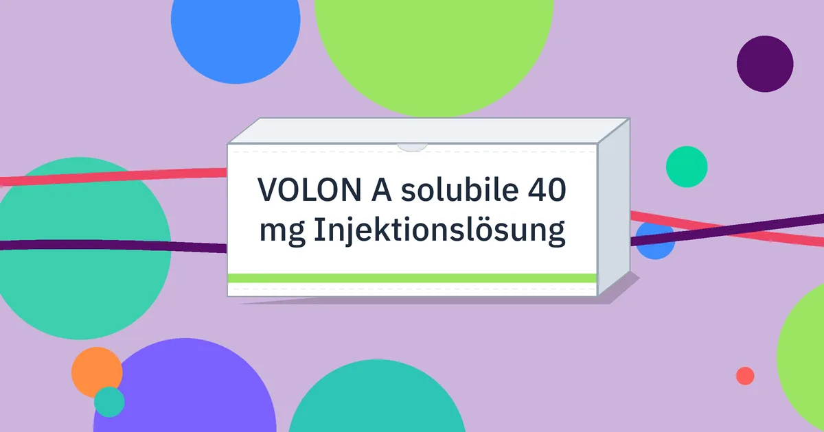 Symbolbild: Packung mit der Aufschrift VOLON A solubile 40 mg Injektionslösung (PZN 02751495) – Verfügbarkeit und Bezug in Apotheken in Frankfurt am Main