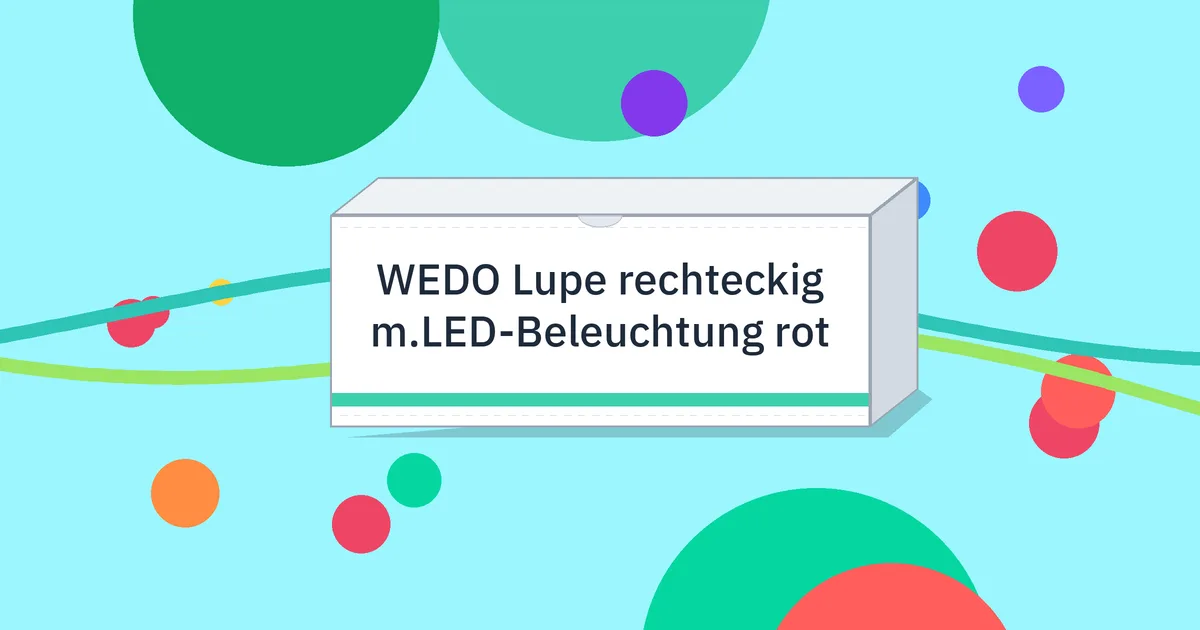 Symbolbild: Packung mit der Aufschrift WEDO Lupe rechteckig m.LED-Beleuchtung rot (PZN 14318042) – Verfügbarkeit und Bezug in Apotheken in Frankfurt am Main