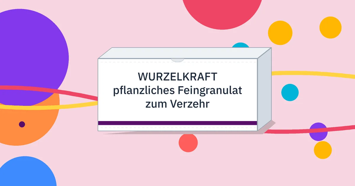Symbolbild: Packung mit der Aufschrift WURZELKRAFT pflanzliches Feingranulat zum Verzehr (PZN 19946671) – Verfügbarkeit und Bezug in Apotheken in Frankfurt am Main