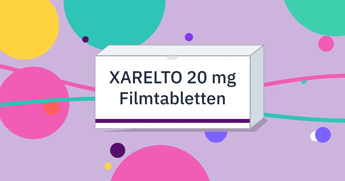 Symbolbild: Packung mit der Aufschrift XARELTO 20 mg Filmtabletten (PZN 13902879) – Verfügbarkeit und Bezug in Apotheken in Frankfurt am Main