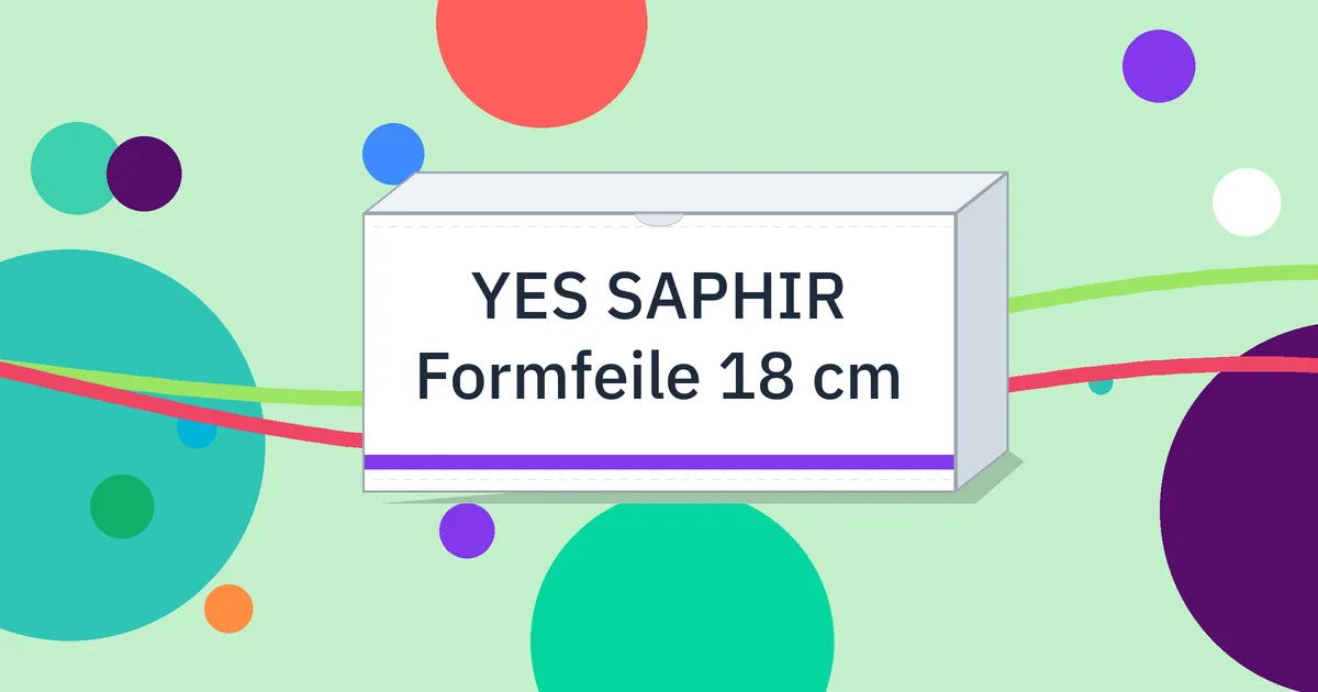 Symbolbild: Packung mit der Aufschrift YES SAPHIR Formfeile 18 cm (PZN 14220515) – Verfügbarkeit und Bezug in Apotheken in Frankfurt am Main