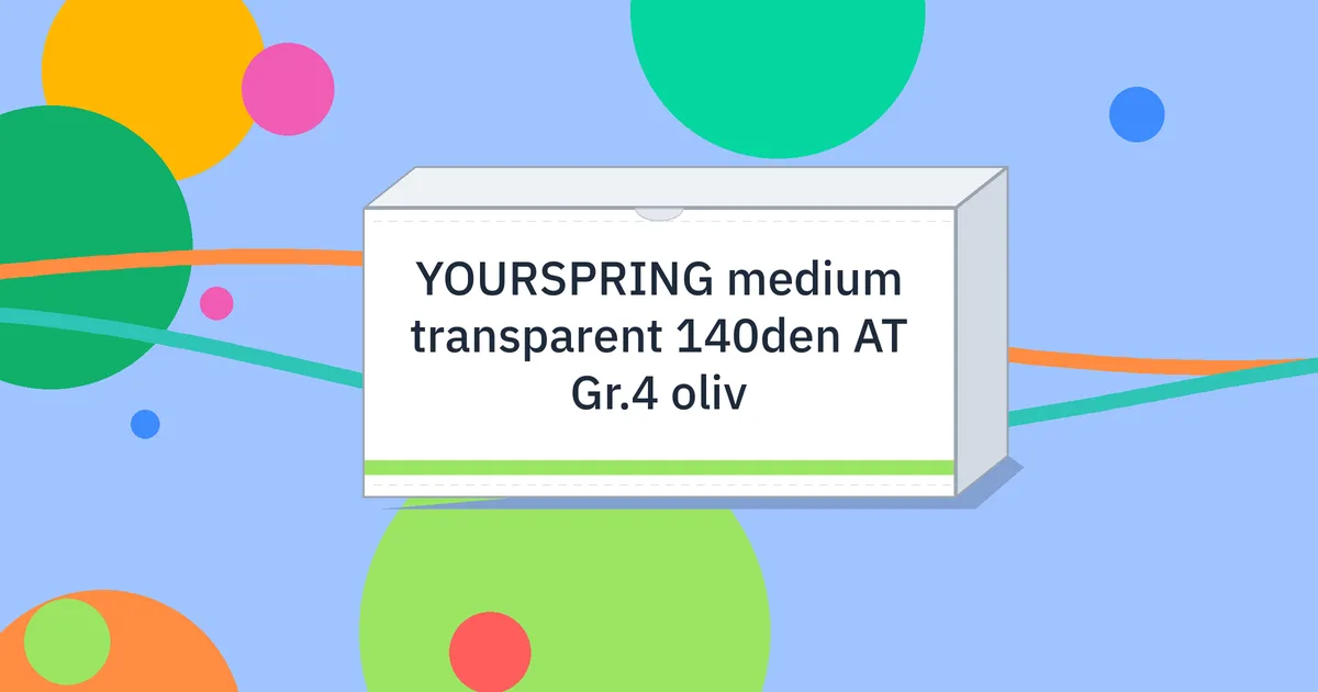 Symbolbild: Packung mit der Aufschrift YOURSPRING medium transparent 140den AT Gr.4 oliv (PZN 18057437) – Verfügbarkeit und Bezug in Apotheken in Frankfurt am Main