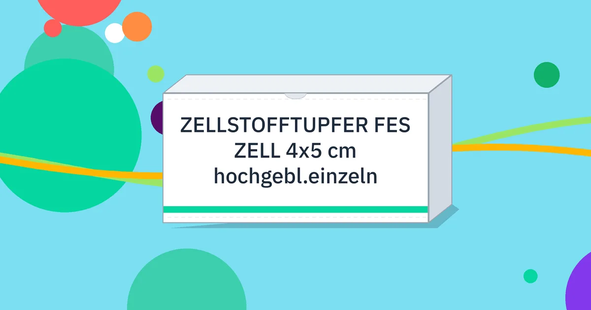 Symbolbild: Packung mit der Aufschrift ZELLSTOFFTUPFER FES ZELL 4x5 cm hochgebl.einzeln (PZN 20783240) – Verfügbarkeit und Bezug in Apotheken in Frankfurt am Main