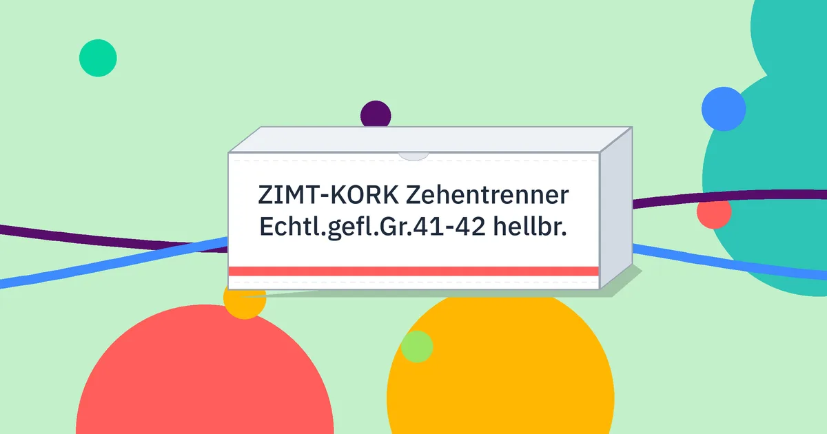 Symbolbild: Packung mit der Aufschrift ZIMT-KORK Zehentrenner Echtl.gefl.Gr.41-42 hellbr. (PZN 19728678) – Verfügbarkeit und Bezug in Apotheken in Frankfurt am Main