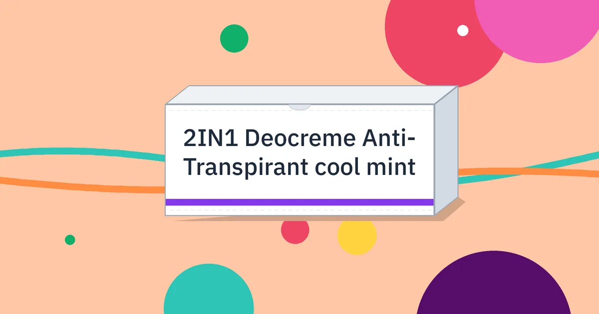 Symbolbild: Packung mit der Aufschrift 2IN1 Deocreme Anti-Transpirant cool mint (PZN 18836466) – Verfügbarkeit und Bezug in Apotheken in Frankfurt am Main