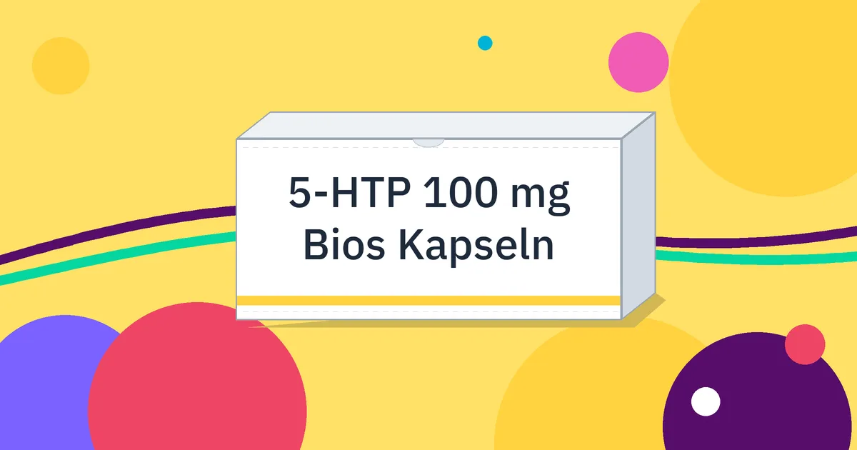Symbolbild: Packung mit der Aufschrift 5-HTP 100 mg Bios Kapseln (PZN 13425882) – Verfügbarkeit und Bezug in Apotheken in Frankfurt am Main