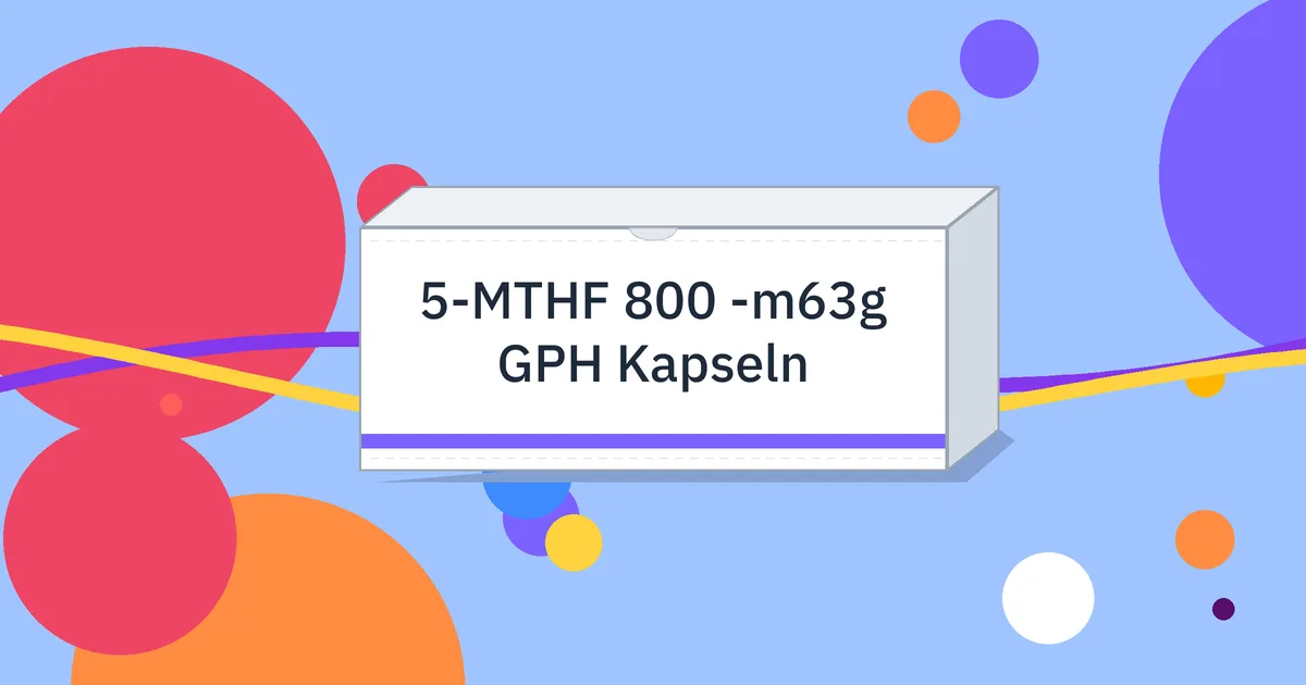 Symbolbild: Packung mit der Aufschrift 5-MTHF 800 -m63g GPH Kapseln (PZN 20051560) – Verfügbarkeit und Bezug in Apotheken in Frankfurt am Main