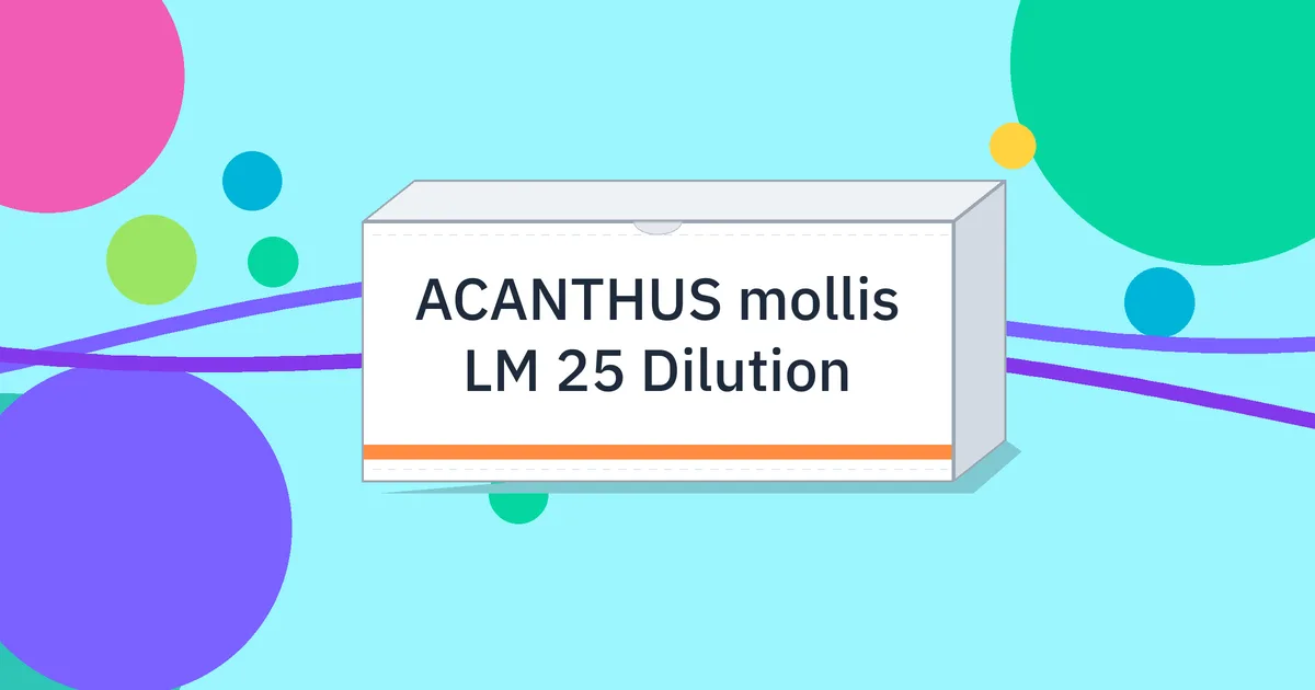 Symbolbild: Packung mit der Aufschrift ACANTHUS mollis LM 25 Dilution (PZN 13263528) – Verfügbarkeit und Bezug in Apotheken in Frankfurt am Main