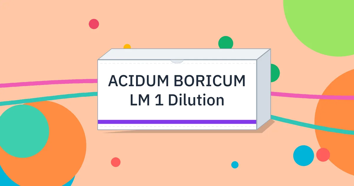 Symbolbild: Packung mit der Aufschrift ACIDUM BORICUM LM 1 Dilution (PZN 13269488) – Verfügbarkeit und Bezug in Apotheken in Frankfurt am Main