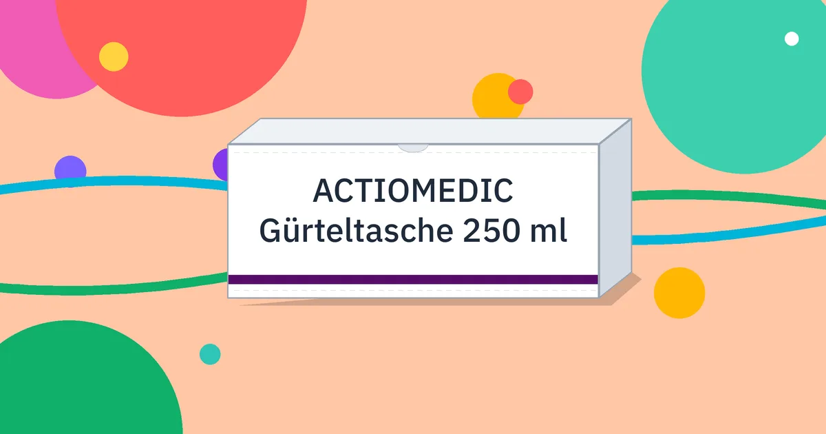 Symbolbild: Packung mit der Aufschrift ACTIOMEDIC Gürteltasche 250 ml (PZN 12491836) – Verfügbarkeit und Bezug in Apotheken in Frankfurt am Main