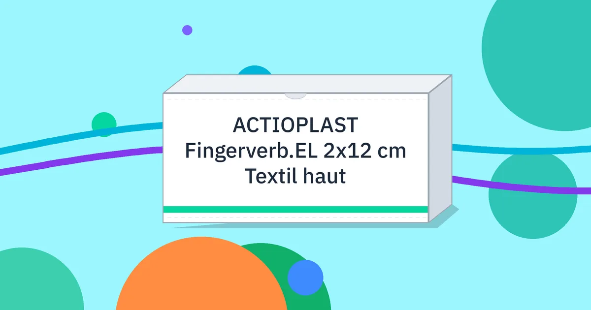 Symbolbild: Packung mit der Aufschrift ACTIOPLAST Fingerverb.EL 2x12 cm Textil haut (PZN 06589028) – Verfügbarkeit und Bezug in Apotheken in Frankfurt am Main