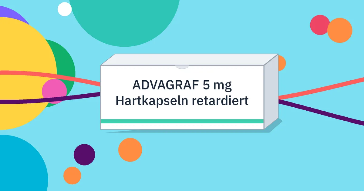 Symbolbild: Packung mit der Aufschrift ADVAGRAF 5 mg Hartkapseln retardiert (PZN 02135164) – Verfügbarkeit und Bezug in Apotheken in Frankfurt am Main