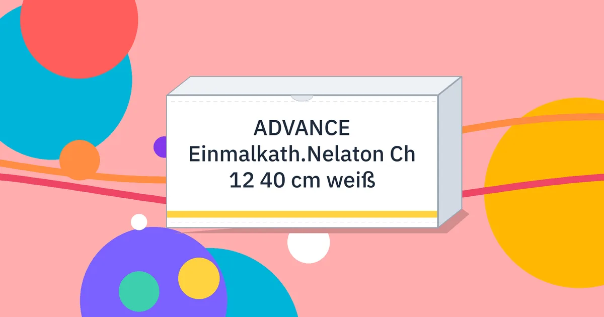 Symbolbild: Packung mit der Aufschrift ADVANCE Einmalkath.Nelaton Ch 12 40 cm weiß (PZN 03037096) – Verfügbarkeit und Bezug in Apotheken in Frankfurt am Main