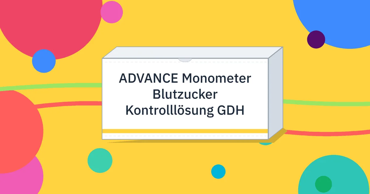 Symbolbild: Packung mit der Aufschrift ADVANCE Monometer Blutzucker Kontrolllösung GDH (PZN 07779417) – Verfügbarkeit und Bezug in Apotheken in Frankfurt am Main