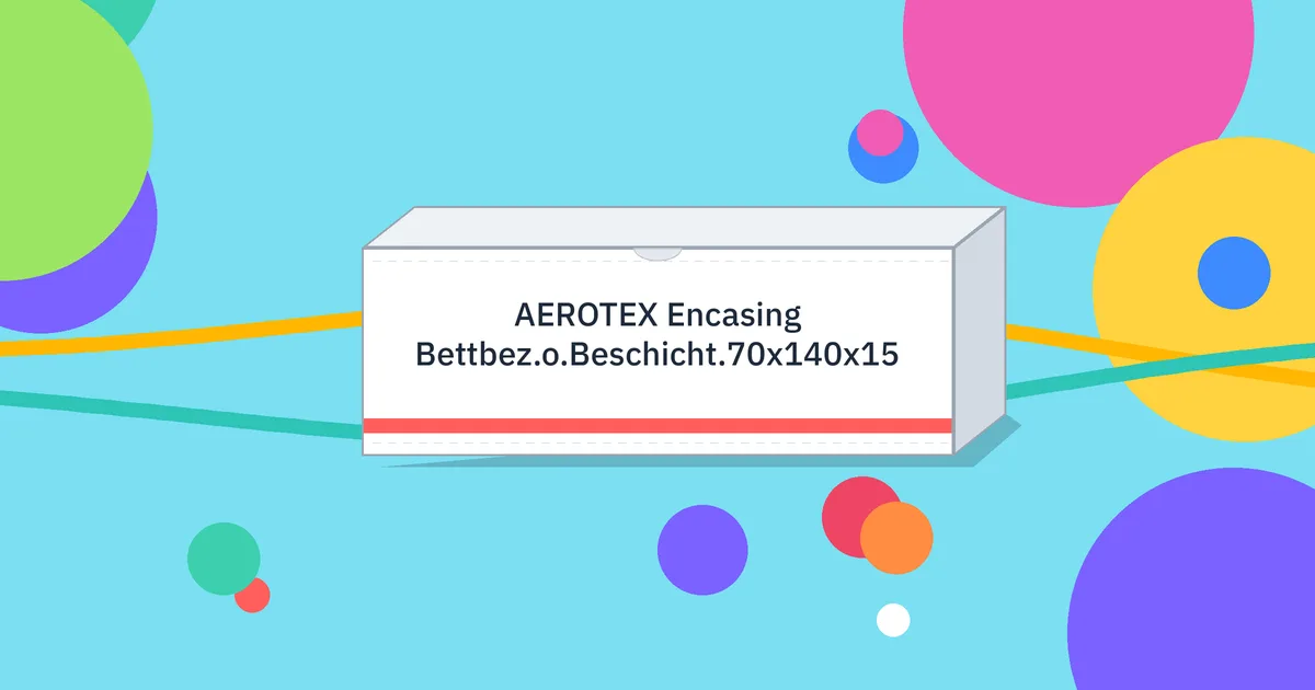 Symbolbild: Packung mit der Aufschrift AEROTEX Encasing Bettbez.o.Beschicht.70x140x15 (PZN 03392176) – Verfügbarkeit und Bezug in Apotheken in Frankfurt am Main