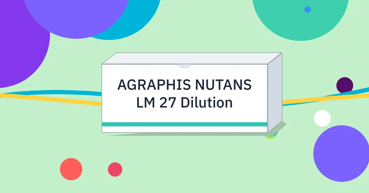 Symbolbild: Packung mit der Aufschrift AGRAPHIS NUTANS LM 27 Dilution (PZN 13306611) – Verfügbarkeit und Bezug in Apotheken in Frankfurt am Main