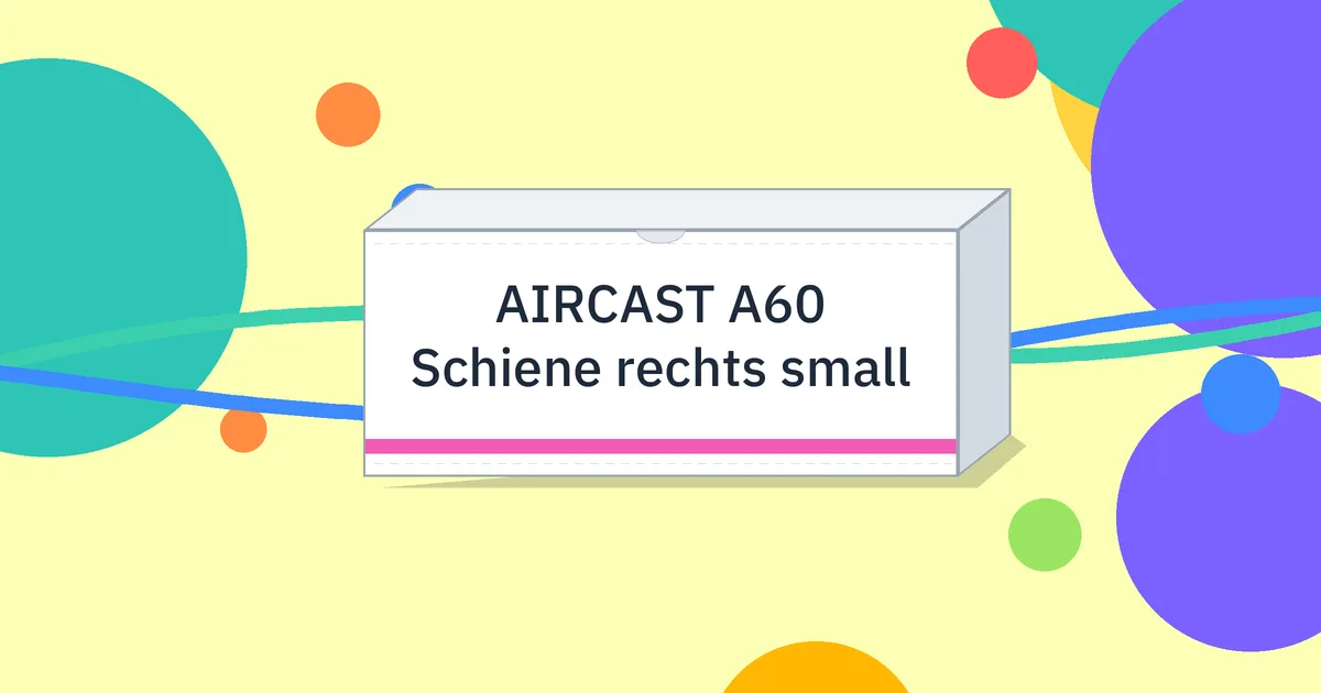 Symbolbild: Packung mit der Aufschrift AIRCAST A60 Schiene rechts small (PZN 14199815) – Verfügbarkeit und Bezug in Apotheken in Frankfurt am Main