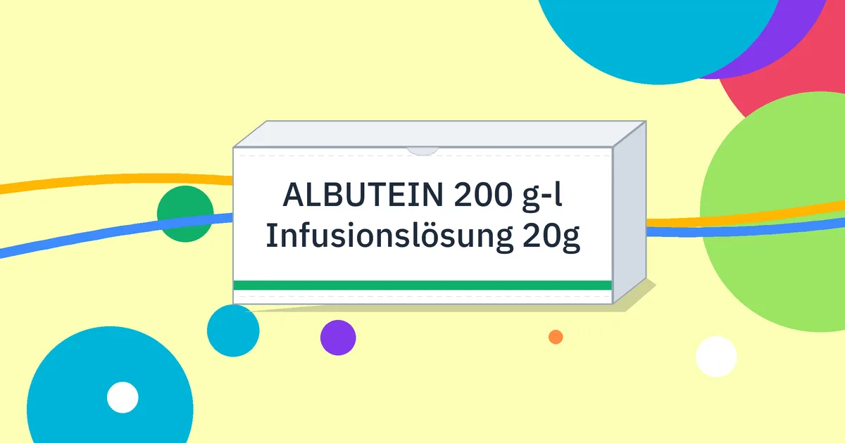 Symbolbild: Packung mit der Aufschrift ALBUTEIN 200 g-l Infusionslösung 20g (PZN 17910344) – Verfügbarkeit und Bezug in Apotheken in Frankfurt am Main