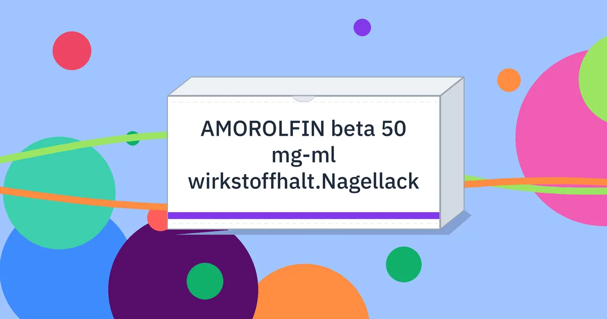 Symbolbild: Packung mit der Aufschrift AMOROLFIN beta 50 mg-ml wirkstoffhalt.Nagellack (PZN 15306704) – Verfügbarkeit und Bezug in Apotheken in Frankfurt am Main