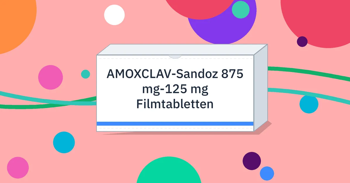 Symbolbild: Packung mit der Aufschrift AMOXCLAV-Sandoz 875 mg-125 mg Filmtabletten (PZN 19357704) – Verfügbarkeit und Bezug in Apotheken in Frankfurt am Main