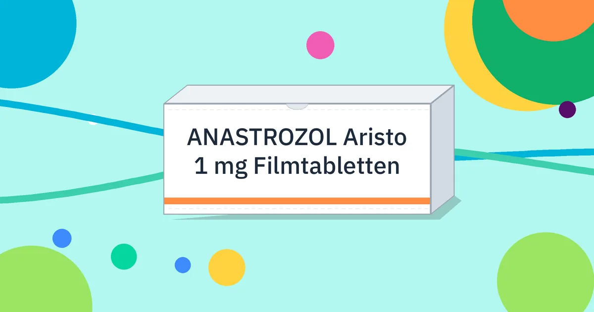 Symbolbild: Packung mit der Aufschrift ANASTROZOL Aristo 1 mg Filmtabletten (PZN 06552634) – Verfügbarkeit und Bezug in Apotheken in Frankfurt am Main